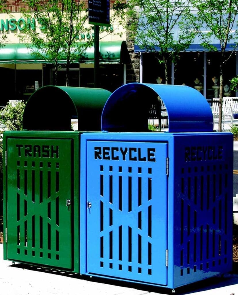 32 Gallon Diamond Trash/Recycling Bins With Doors - Recreation Today